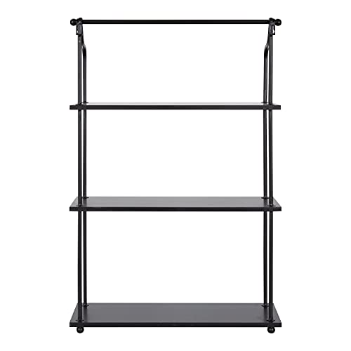 Kate and Laurel Walters Modern 3-Tier Hanging Shelf, 21 x 32, Black, Decorating Wall Mounted Storage Shelf for Wall