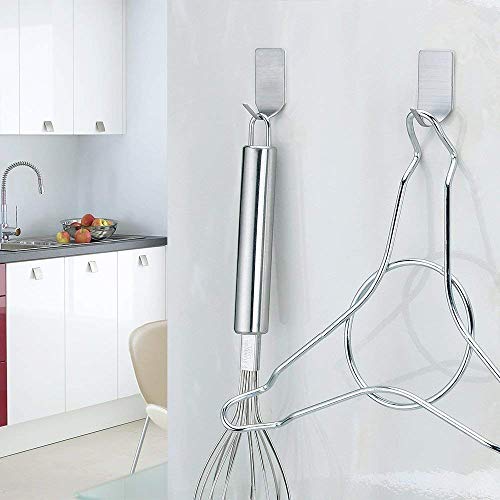 mxtechnic Small Adhesive Hooks 304 Stainless Steel Wall Mounted Hangers for Caps, Keys, Kitchen (Load up to 4 Lbs) 20 Pcss