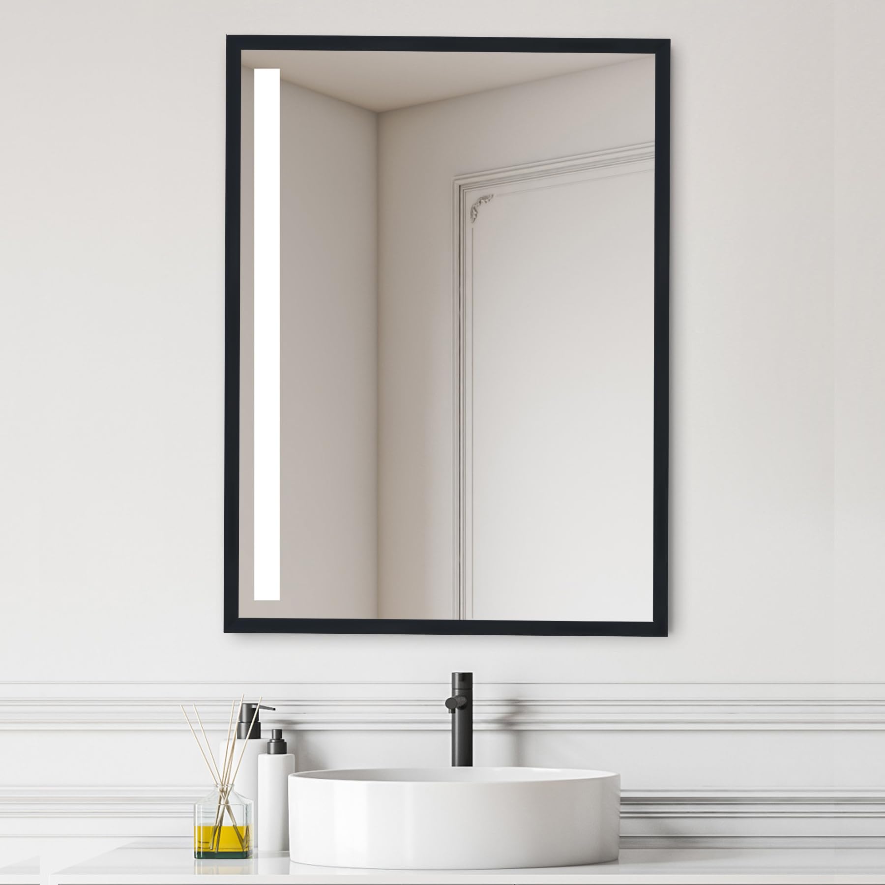 Matte Black Peel and Stick Wall & Molding Trim, Flexible DIY Strip for Mirror, Floor, Cabinet, Ceiling, Tile Edge (16.4 ft x 0.8 inch)