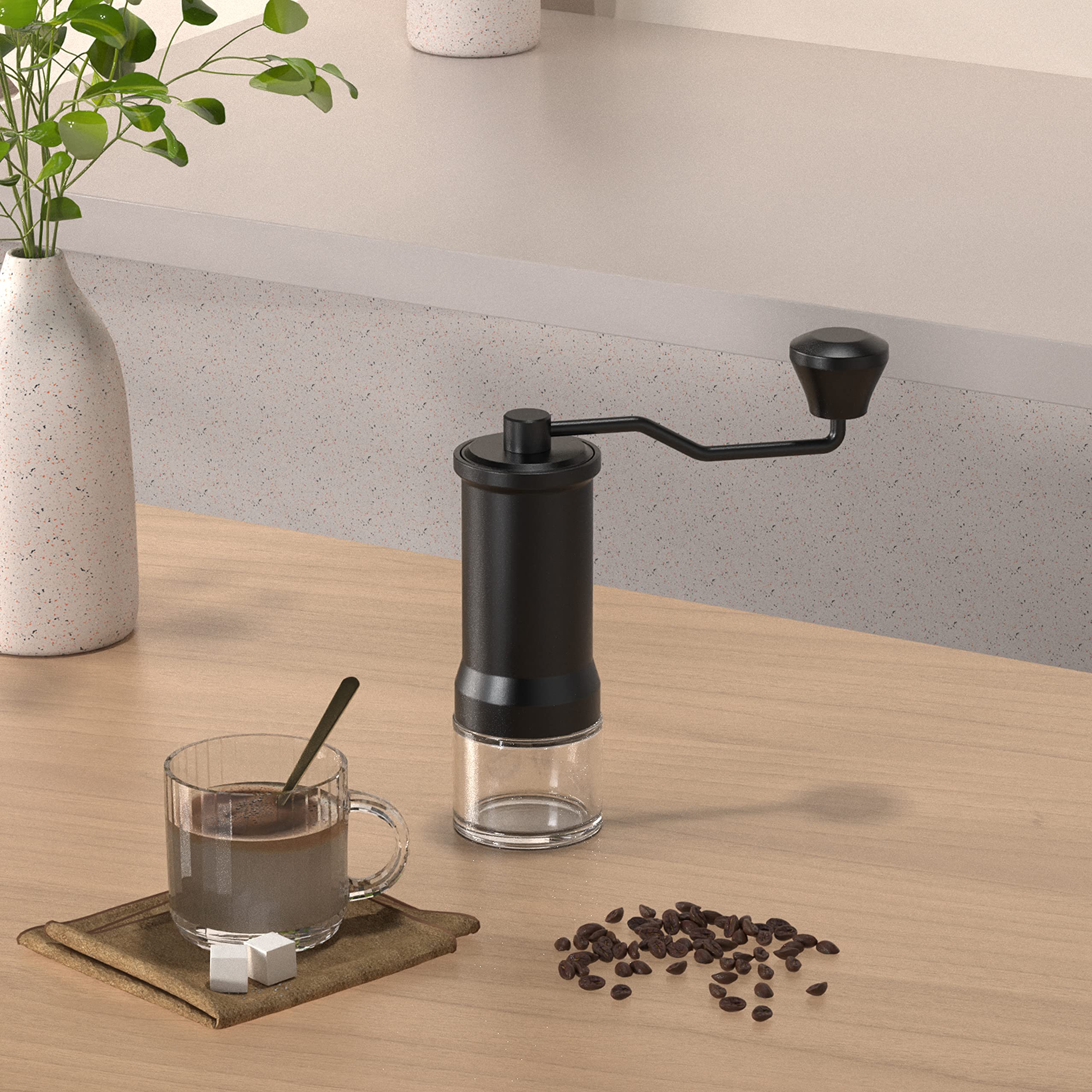 Manual Coffee Grinder, Stainless Steel Conical Burr Hand Coffee Grinder Mill, Adjustable for Fine/Coarse Grind, Perfect for Home and Camping