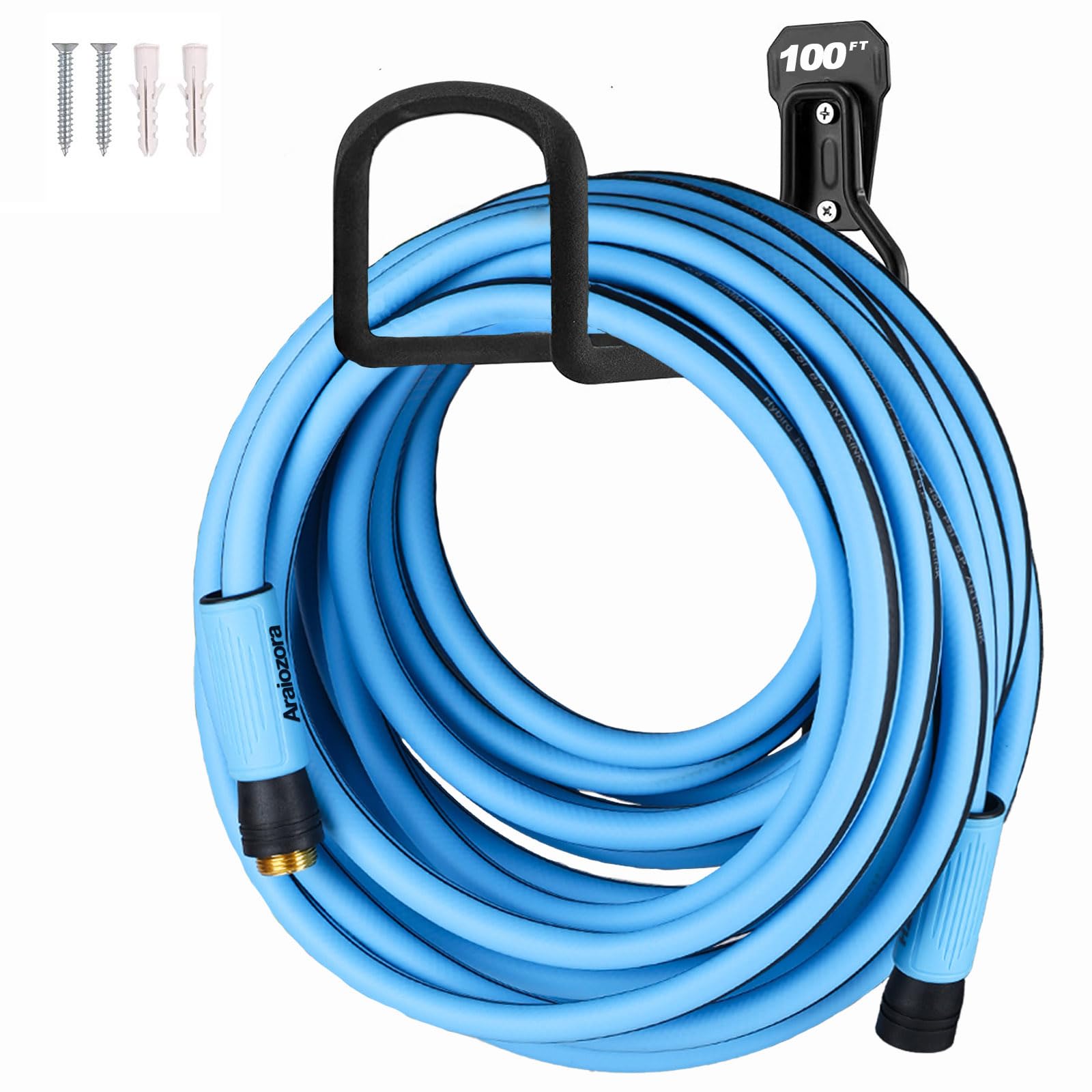 Araiozora Hose Holder Wall Mount,Heavy Duty Hanger Garden Water Hose Reels for Outside,Storage For 5/8" Garden Hose 100 FT 1 PC