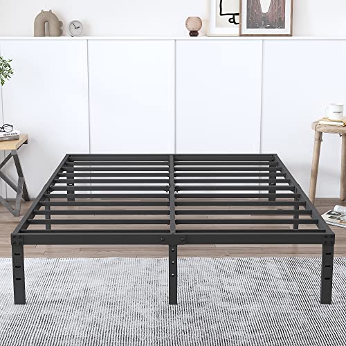 YUSENHEEI 14 Inch King Size Bed Frame, No Box Spring Needed, Heavy Duty Metal Platform Bed Frame with Large Underbed Storage Space, Noise Free, Easy Assembly, Black