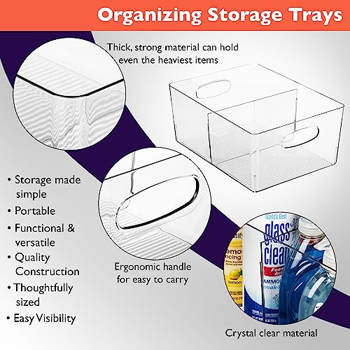 ClearSpace Plastic Storage Bins with Divider β Perfect Kitchen Organization or Pantry Storage β Fridge Organizer, Pantry Organization and Storage Bins, Cabinet Organizers
