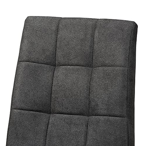 Baxton Studio Tara Dining Chair Set Transitional Dark Grey Fabric Upholstered and Walnut Brown Finished Wood 2-Piece Dining Chair Set