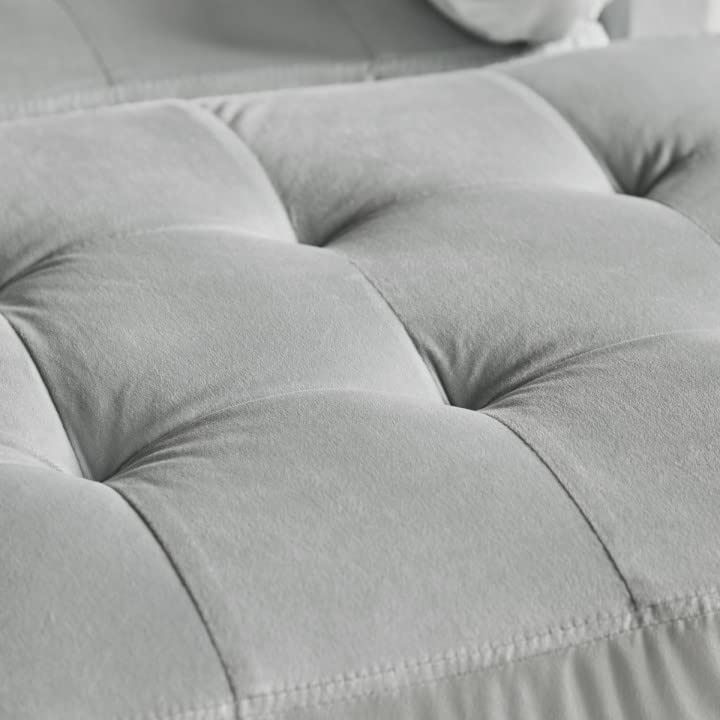 wirrytor Modular Sectional Sofa, Velvet U Shaped Couch, Modular Sectional with Reversible Ottomans for Living Room, Grey