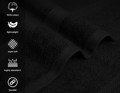 Avalon Towels Bath Towels for Bathroom 100% Cotton Black Bathroom Towels Pack of 6 (22x44 inches) - Quick Drying Bath Towels Set Small, Light Weight & Absorbent Perfect Gym & Pool Towel Set