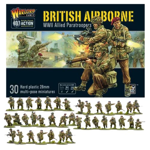 Wargames Delivered Bolt Action Miniatures - British Airborne Troop Set, World War 2 Miniatures, 28mm Scale Plastic Army Men for Miniature War Game by Warlord Games
