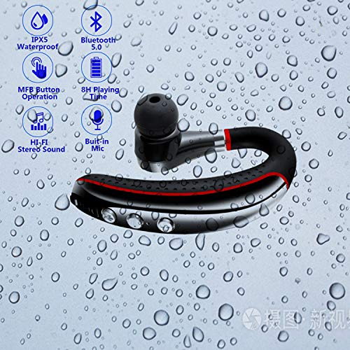 Bluetooth Headset V5.0,Wireless Bluetooth Earpiece with Noise Canceling Mic for Cell Phone,Ultralight Business Earphone for Driving/Trucker/Office,Sweatproof Headset for Android/iPhone/Smartphone