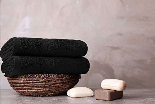 Avalon Towels Bath Towels for Bathroom 100% Cotton Black Bathroom Towels Pack of 6 (22x44 inches) - Quick Drying Bath Towels Set Small, Light Weight & Absorbent Perfect Gym & Pool Towel Set