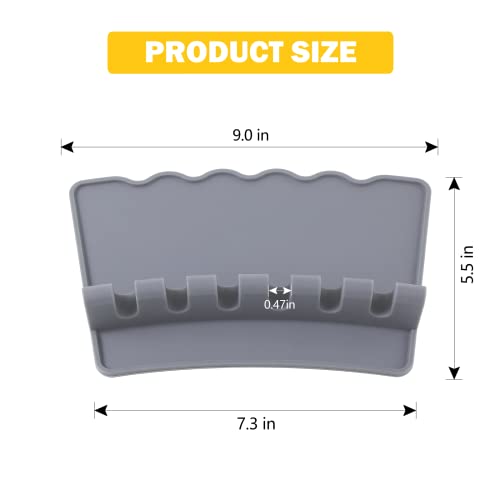 NileHome Silicone Spoon Rest for Kitchen Counter with 6 Slots - Spoon Holder with Drip Pad Heat-Resistant BPA-Free Kitchen Utensil Holder Multiple Spoon Holder for Stove Top Kitchen Utensil Rest