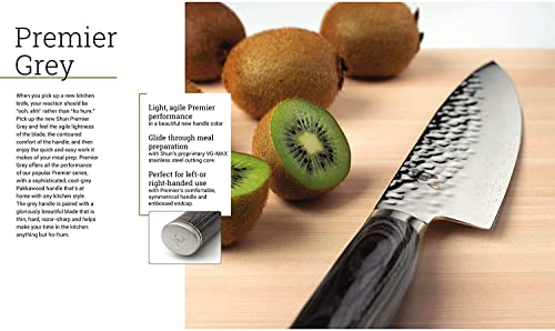 Shun Cutlery Premier Grey 5-Piece Starter Block Set, Kitchen Knife & Knife Block Set, Includes 8β Chef's Knife, 4β Paring Knife, 6.5β Utility Knife, & Honing Steel, Handcrafted Japanese Kitchen Knives