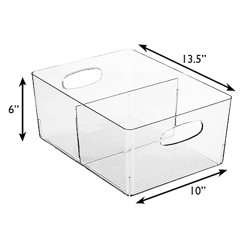 ClearSpace Plastic Storage Bins with Divider β Perfect Kitchen Organization or Pantry Storage β Fridge Organizer, Pantry Organization and Storage Bins, Cabinet Organizers