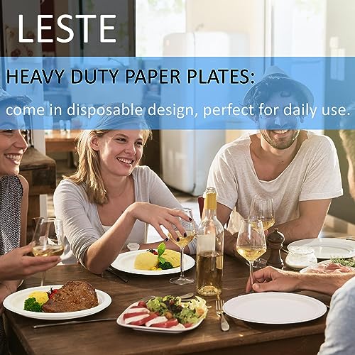 Leste Disposable Bagasse Paper Plates, Heavy-Duty Party Plates, 100% Compostable, Made of Natural Sugarcane Fibers - Biodegradable Paper Plates (Natural - Round, 9 Inch - 50 Count)