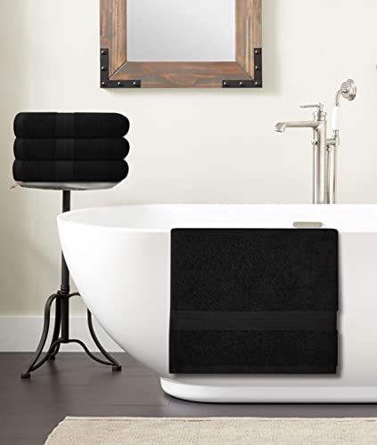 Avalon Towels Bath Towels for Bathroom 100% Cotton Black Bathroom Towels Pack of 6 (22x44 inches) - Quick Drying Bath Towels Set Small, Light Weight & Absorbent Perfect Gym & Pool Towel Set
