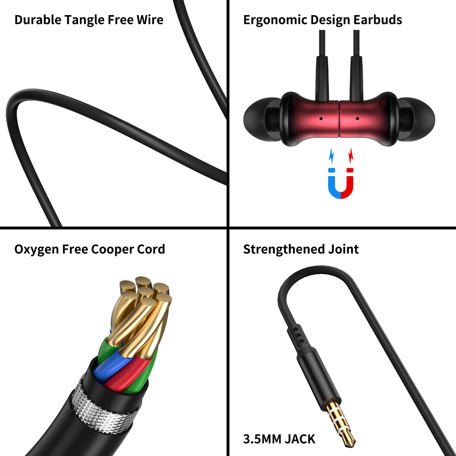 3.5mm Jack Earbuds Magnetic Wired Earphone for Chromebook PC Laptop Computer Samsung Galaxy A25 A15 5G in-Ear Headphone Noise Canceling Corded Headset for Kindle Fire HD 10 8 Plus 7 Kids