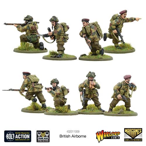 Wargames Delivered Bolt Action Miniatures - British Airborne Troop Set, World War 2 Miniatures, 28mm Scale Plastic Army Men for Miniature War Game by Warlord Games