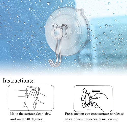 DSMY 17 Pack Suction Hooks, Clear Suction Cups with Metal Hooks Heavy Duty Removable Suction Cups for Kitchen Bathroom Shower Wall Window Glass Door