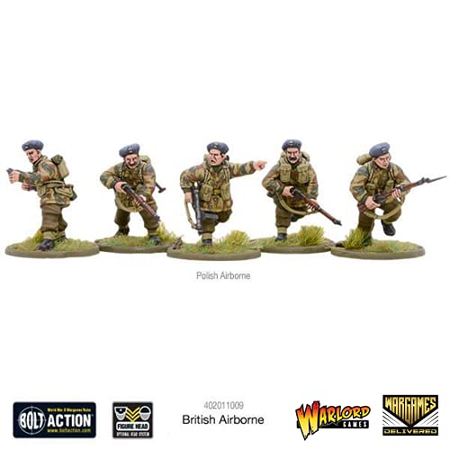 Wargames Delivered Bolt Action Miniatures - British Airborne Troop Set, World War 2 Miniatures, 28mm Scale Plastic Army Men for Miniature War Game by Warlord Games