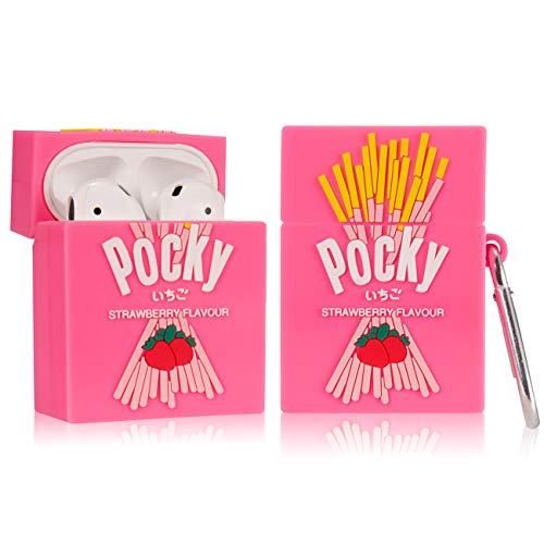 Joyleop Pink Cookie Case for Airpods 1/2, Cute Cartoon Fun Funny 3D Food Design Kids Girls Teens Boys Cover, Kawaii Cool Stylish Fashion Soft Silicone Character Trendy Air pods Cases for Airpod 1&2