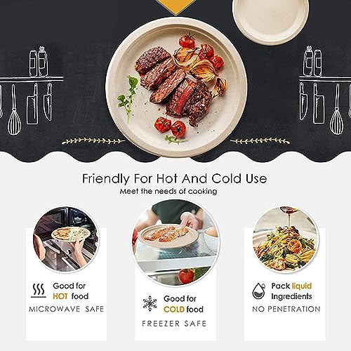 Leste Disposable Bagasse Paper Plates, Heavy-Duty Party Plates, 100% Compostable, Made of Natural Sugarcane Fibers - Biodegradable Paper Plates (Natural - Round, 9 Inch - 50 Count)