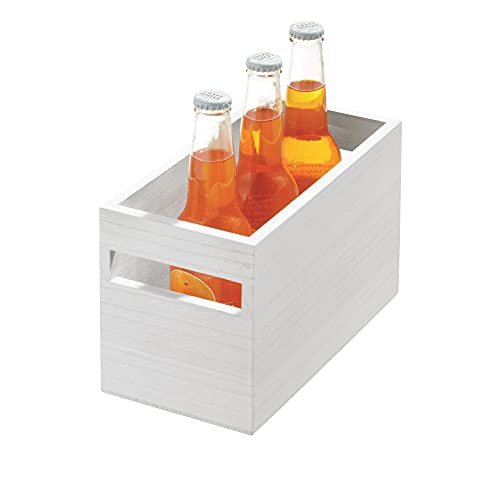iDesign Renewable Paulownia Wood Collection Storage Bin with Handles, 10" x 5" x 6", White Wash