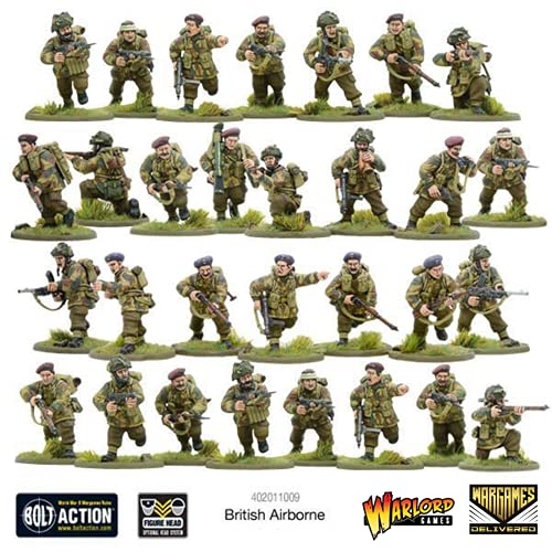 Wargames Delivered Bolt Action Miniatures - British Airborne Troop Set, World War 2 Miniatures, 28mm Scale Plastic Army Men for Miniature War Game by Warlord Games
