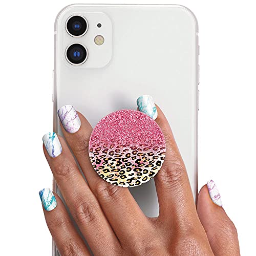 4 Pack Cell Phone Stand,Multi-Function Cellphone Foldable Finger Grip Holder for Smartphone and Tablets - Rose Gold Marble Pink Leopard