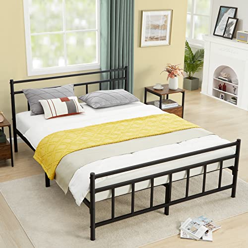 GreenForest Queen Bed Frame with Headboard Metal Platform Bed Heavy Duty No-Noise Steel Slats Support Mattress Foundation, No Box Spring Needed, Queen Size