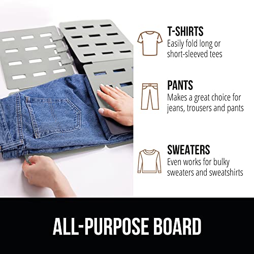 Gorilla Grip Shirt Folding Board, Easy Fast T-Shirt and Clothes Folder, Adult Clothing, Durable Plastic Organizer, Compact for Travel, Laundry Boards, Tshirt Flipfold Tool, Gray