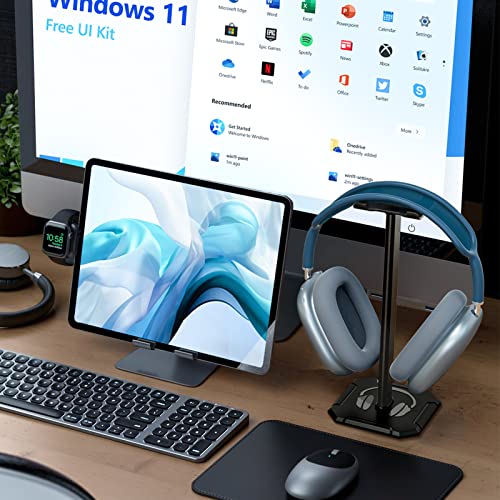 TuparGo Headphone Stand for Desk, Standing Computer Headset Holder,Aluminum Tube Connection and Easy to Assemble ,Suitable for All Over-Ear Headphone (Black, Single)