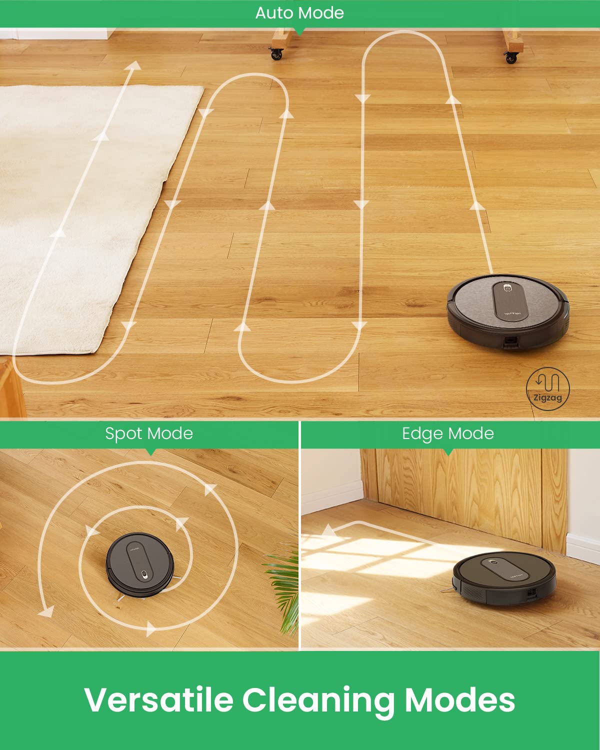 Vactidy Robot Vacuum with 2000Pa Suction Power, 2.4GHz WiFi/App/Alexa/Siri Control, Self-Charging Robotic Vacuum Cleaner for Low Carpet, Pet Hair, Hard Floors