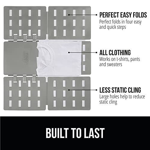 Gorilla Grip Shirt Folding Board, Easy Fast T-Shirt and Clothes Folder, Adult Clothing, Durable Plastic Organizer, Compact for Travel, Laundry Boards, Tshirt Flipfold Tool, Gray