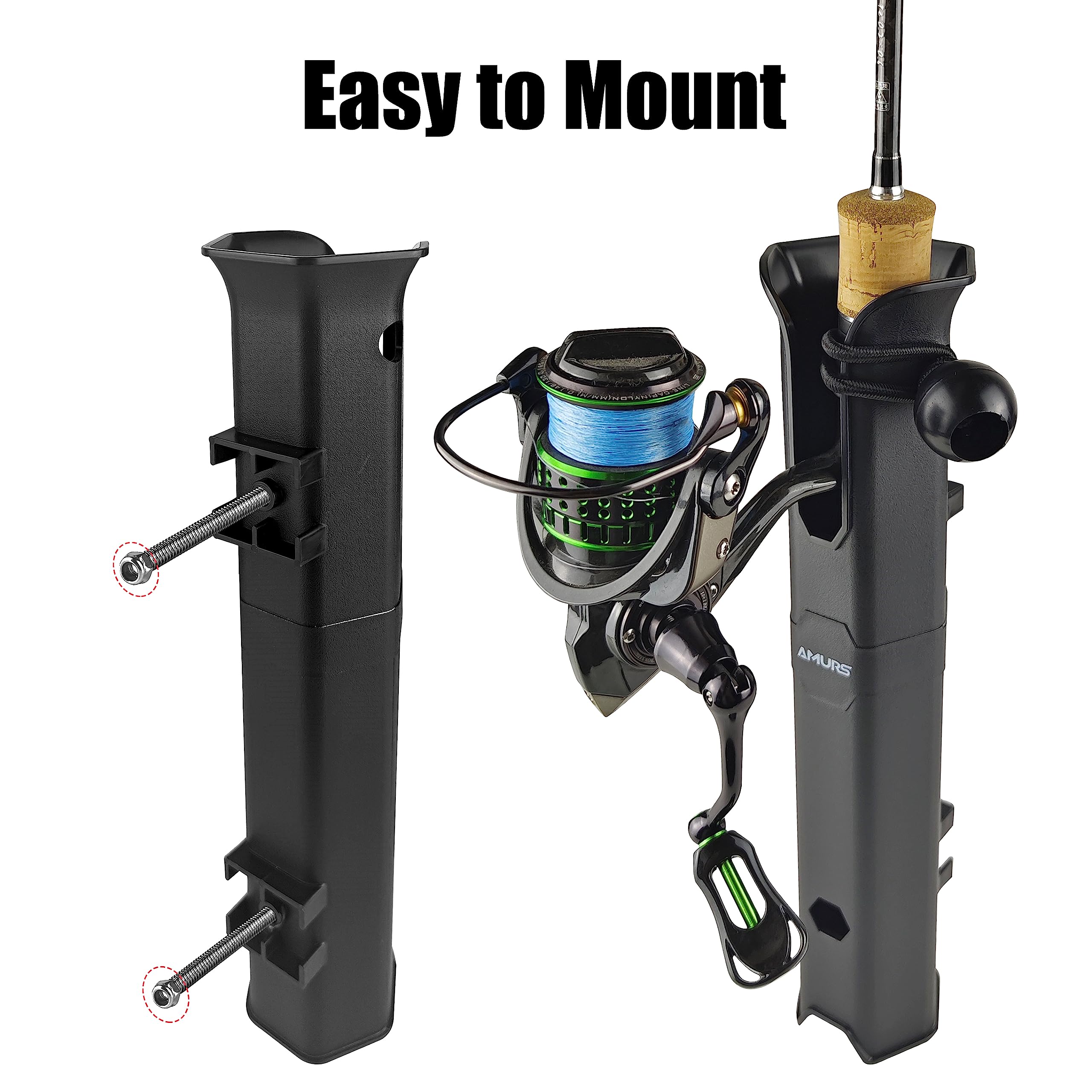 AMURS 6Pcs Fishing Rod Holders,Wall Mounted Rod Holder Boat Rod Holders with 6inch Ball Bungee Cords and Screws