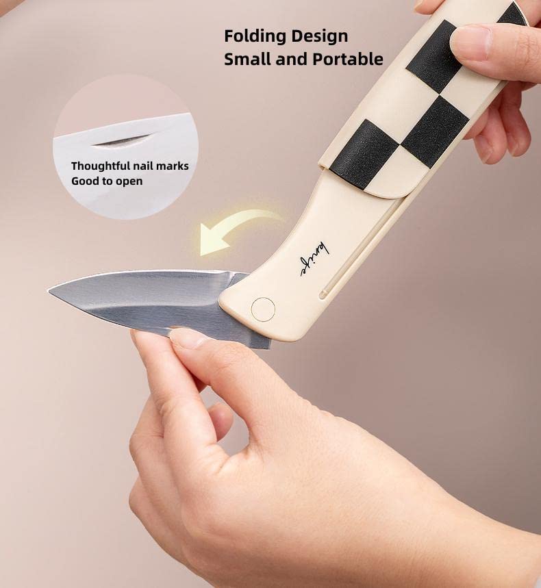 2 in 1 Stainless Steel Fruit Knife, Multifunctional Portable Peeling Fruit Knife, Creative Fruit and Vegetable Dual-Use Knife, with Ergonomic Non-Slip Handle & Sharp Blade (White)