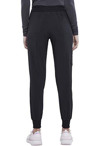 Iflex Jogger Scrubs for Women, Yoga-Inspired Knit Waistband Scrub Pants CK011, M, Black