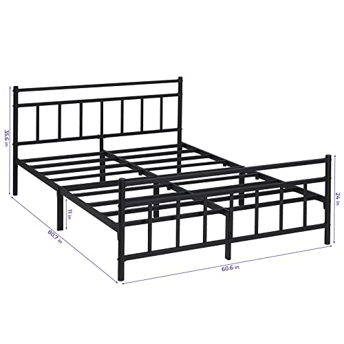 GreenForest Queen Bed Frame with Headboard Metal Platform Bed Heavy Duty No-Noise Steel Slats Support Mattress Foundation, No Box Spring Needed, Queen Size