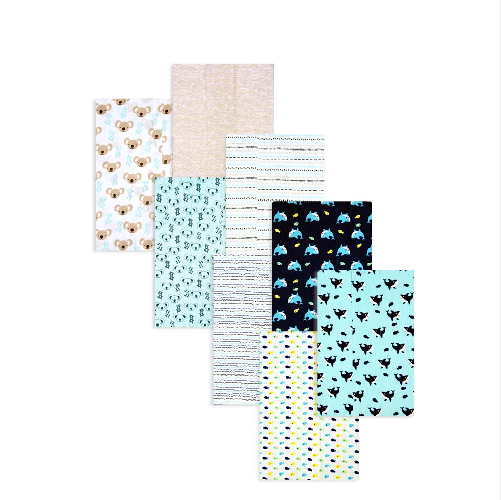 Baby Boy Burp Cloths 8-Pack 100% Cotton 14 * 20 Inches,Flaneel Burcloths,Super Soft