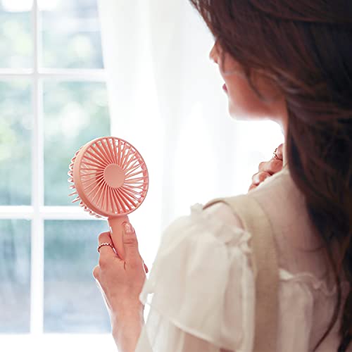 Generic Handheld Fan Portable,Mini Hand Held Quiet with USB Rechargeable Battery, Personal Office Desk Table Base,8-10 Hours Operated For Makeup Eyelash Lady/Women/Girls/Kids Outdoor - Pink