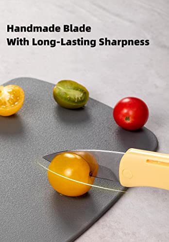 2 in 1 Stainless Steel Fruit Knife, Multifunctional Portable Peeling Fruit Knife, Creative Fruit and Vegetable Dual-Use Knife, with Ergonomic Non-Slip Handle & Sharp Blade (White)