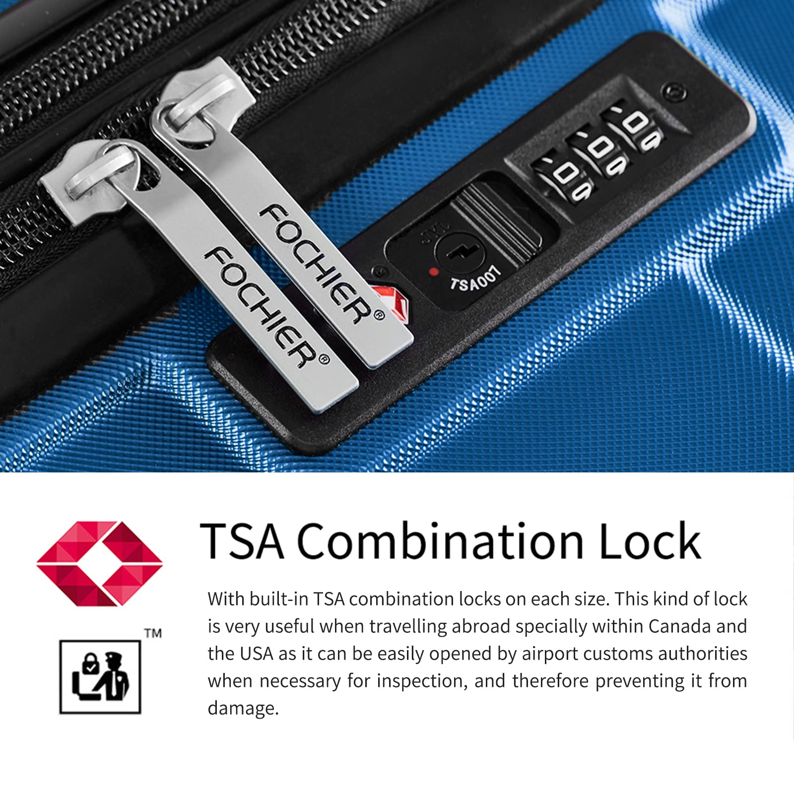 Fochier 3 Piece Expandable Luggage Set with TSA Lock, Hard Shell Rolling Suitcase Set with 4 Spinner Wheels for Women Man, 20 24 28 Inch