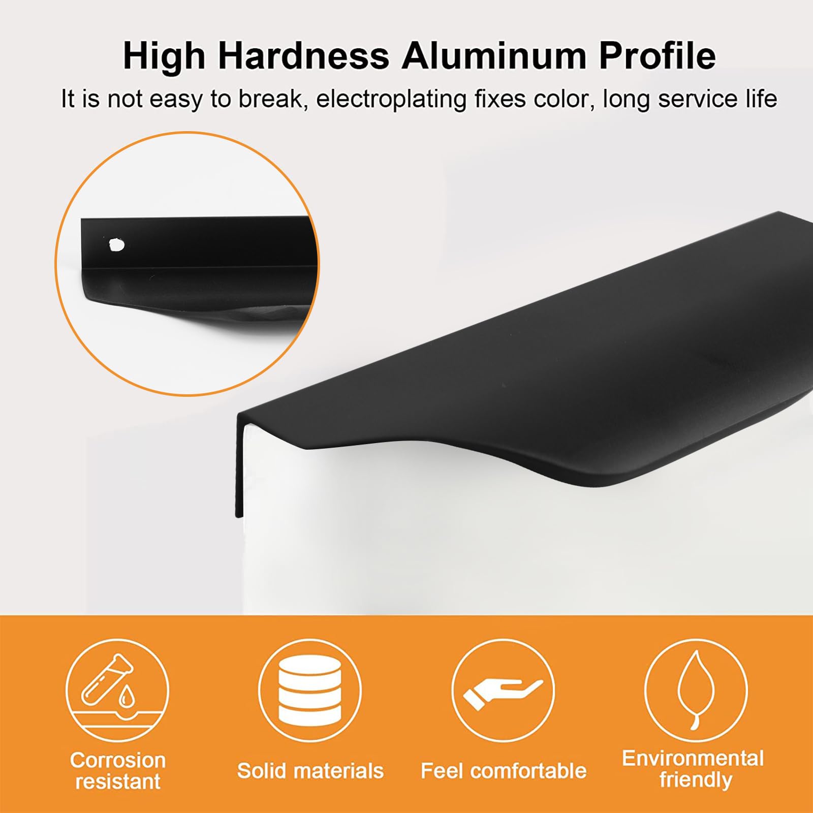 MOROBOR 8Pcs Mount Finger Edge Pull Handle 150mm Black Finger Pulls Aluminum Concealed Handle Furniture Drawer Handles for Home Kitchen Door Drawer Cabinet with Screws