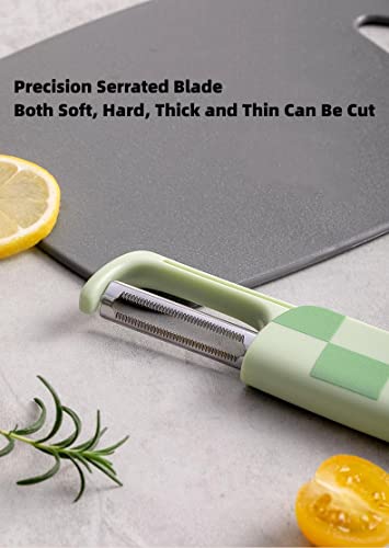 2 in 1 Stainless Steel Fruit Knife, Multifunctional Portable Peeling Fruit Knife, Creative Fruit and Vegetable Dual-Use Knife, with Ergonomic Non-Slip Handle & Sharp Blade (White)
