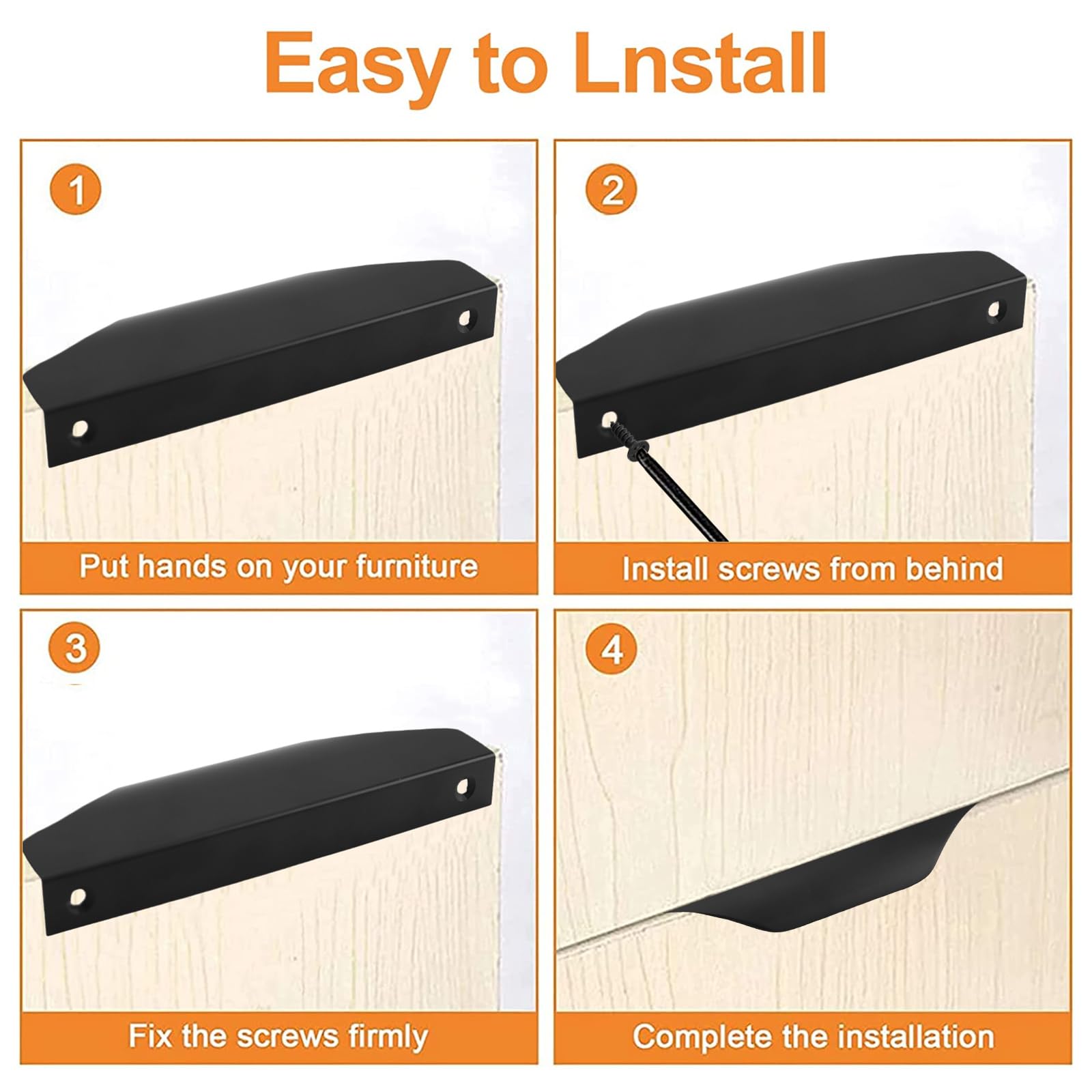 MOROBOR 8Pcs Mount Finger Edge Pull Handle 150mm Black Finger Pulls Aluminum Concealed Handle Furniture Drawer Handles for Home Kitchen Door Drawer Cabinet with Screws