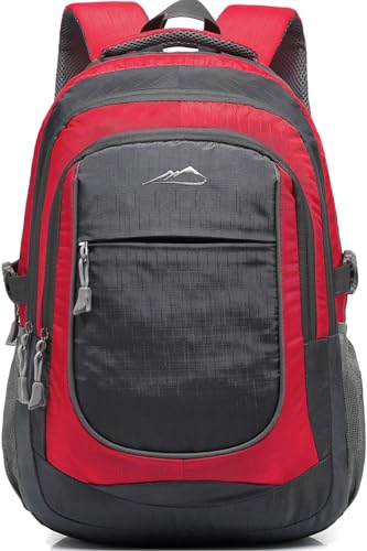 ProEtrade Extra Large Backpack Bookbag for College Travel Laptop Business Hiking Backpack Fit Laptop Up to 17 Inch Sturdy Multi Compartment Gifts for Men Women Night Light Reflective (Light Red)