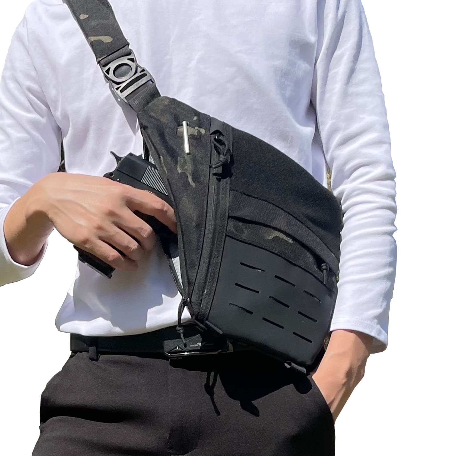 Concealed Carry Bag for Men, Chest Holster Sling Bag of Pistols Anti-Thief Crossbody Daypack Personal Pocket Sling Pack