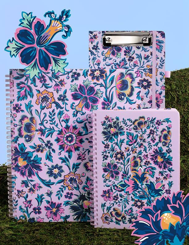 Vera Bradley Hardcover Daily Planner 2023-2024, Spiral Planner Dated August 2023 - December 2024, Medium Size Cute Planner, Weekly Planner with Monthly Calendar, Stickers, & Pockets, Cloud Vine Multi