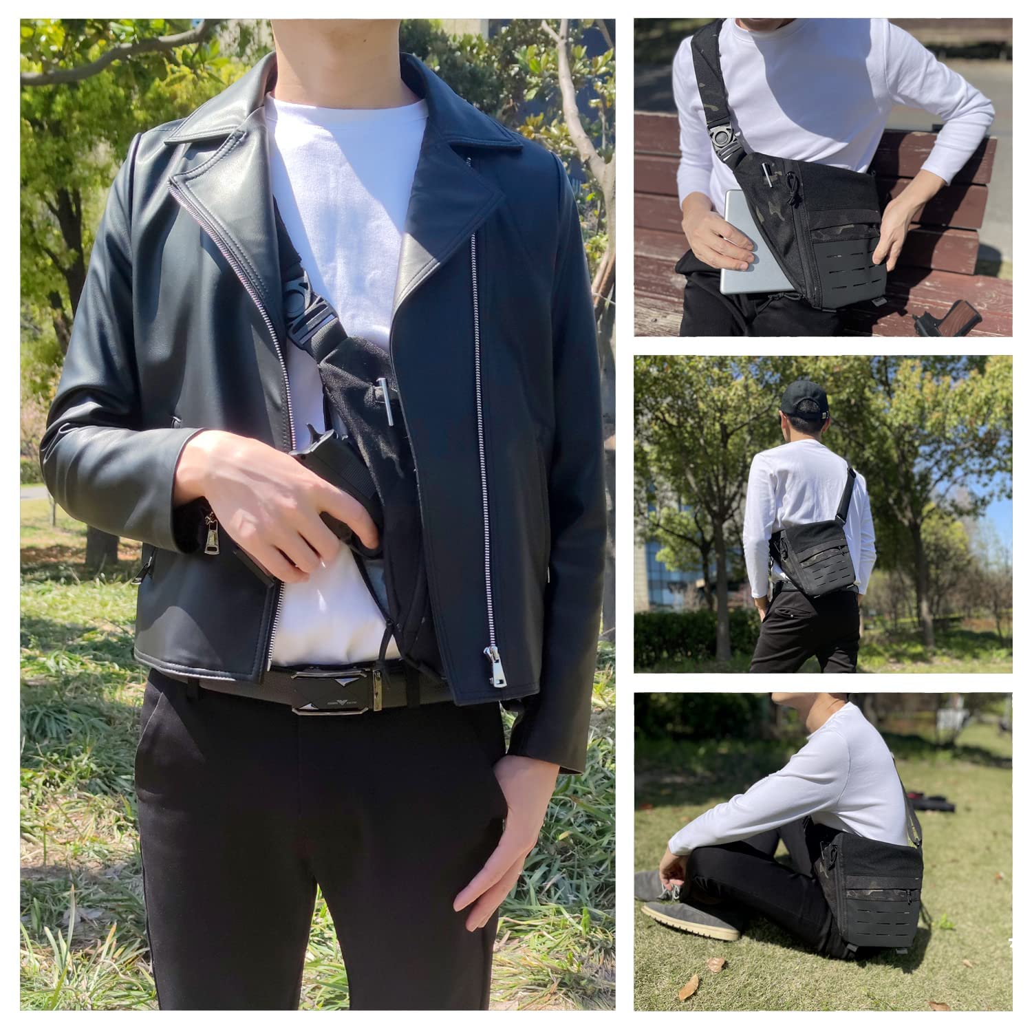 Concealed Carry Bag for Men, Chest Holster Sling Bag of Pistols Anti-Thief Crossbody Daypack Personal Pocket Sling Pack