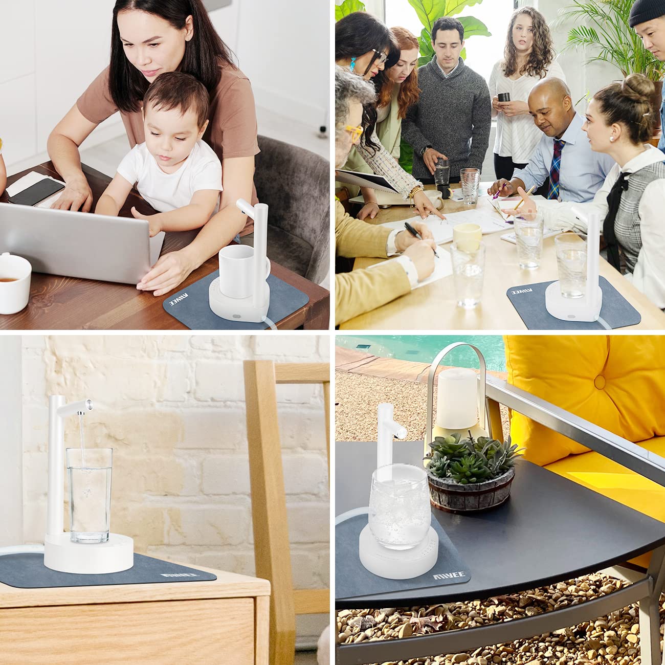 Water Dispenser for 5 Gallon Bottle Intelligent Desktop Water Dispenser Countertop for Universal Bottles with Drying Mat Electric Water Pump Smart Table Water Dispenser for Bedside, Office(White)