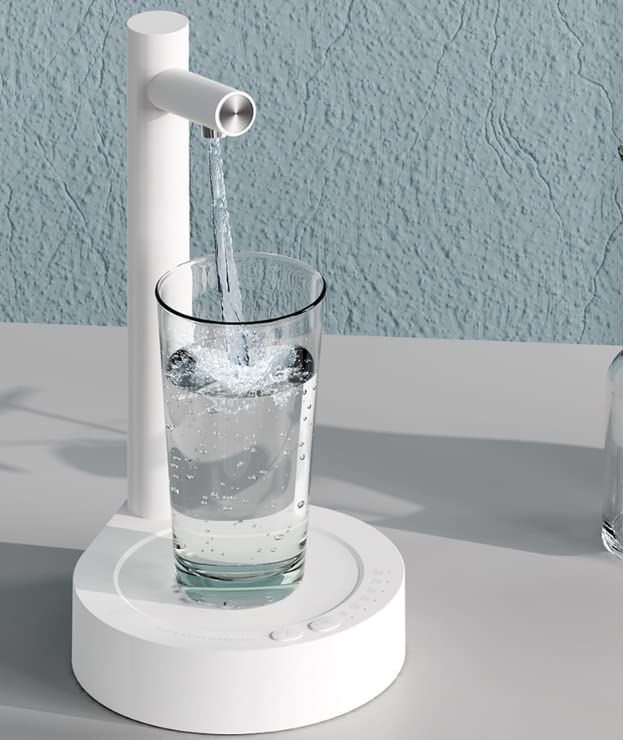 Water Dispenser for 5 Gallon Bottle Intelligent Desktop Water Dispenser Countertop for Universal Bottles with Drying Mat Electric Water Pump Smart Table Water Dispenser for Bedside, Office(White)