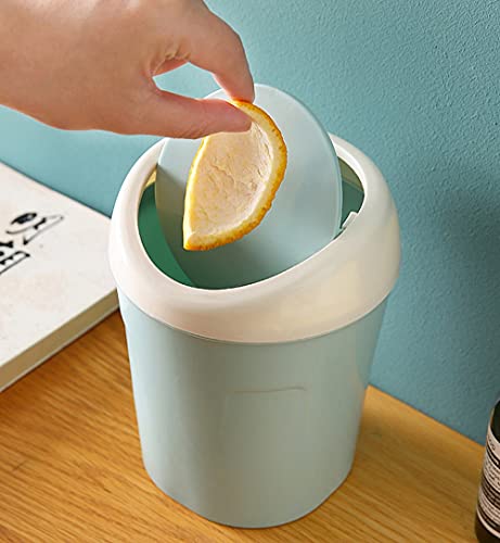 xiaomin Desktop Mini Waste Can with Swing Lid, Stylish Lace Polka Dot Table Trash Bin Table Waste Paper Basket Round Small Trash Can for Office Bathroom Children Bedroom, Trash Garbage Can (Pink)